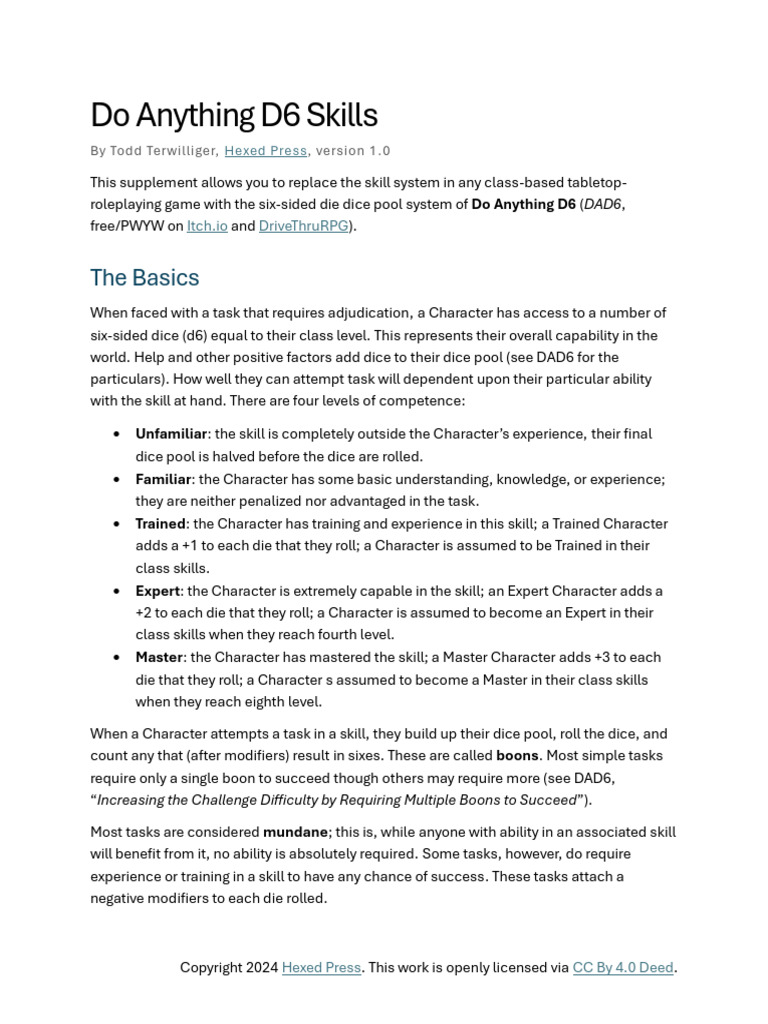 Dad6 Skills | PDF | Creative Commons License | Dice
