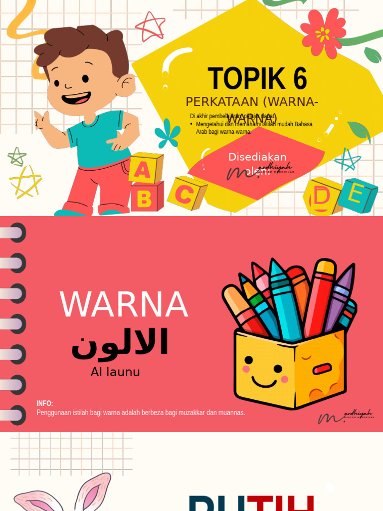 PIPK3153 Topik 6: Warna Dalam Bahasa Arab | PDF