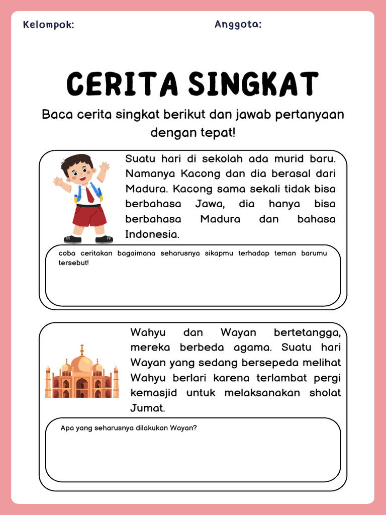 Soal Cerita Tentang Waktu Lembar Kerja Merah Muda Minimalis_20241001_151154_0000 | PDF