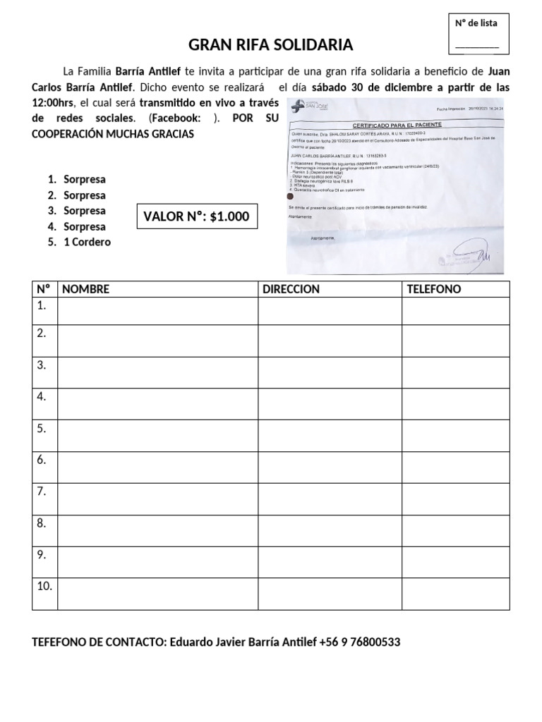 Gran Rifa Solidaria | PDF