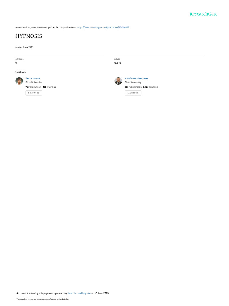 HYPNOSIS | PDF | Hypnosis | Psychology