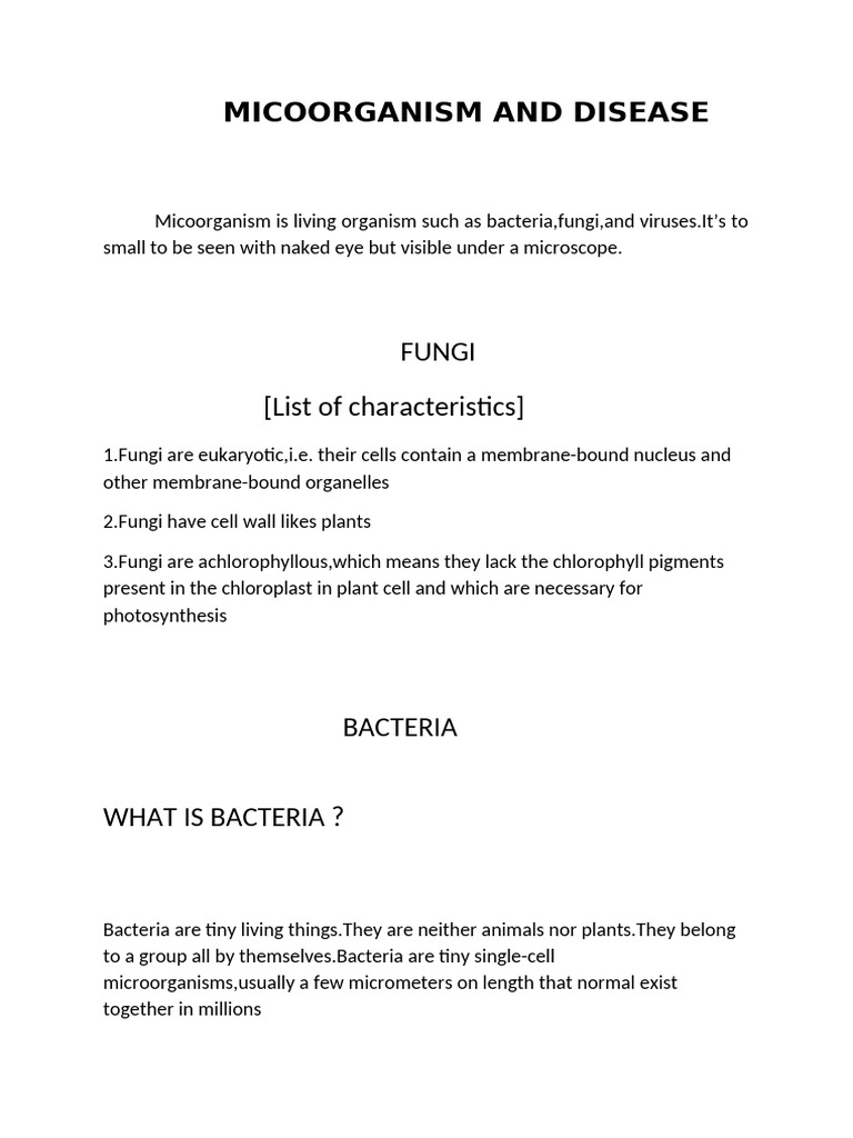 Microorganisms: Types and Diseases | PDF | Virus | Bacteria