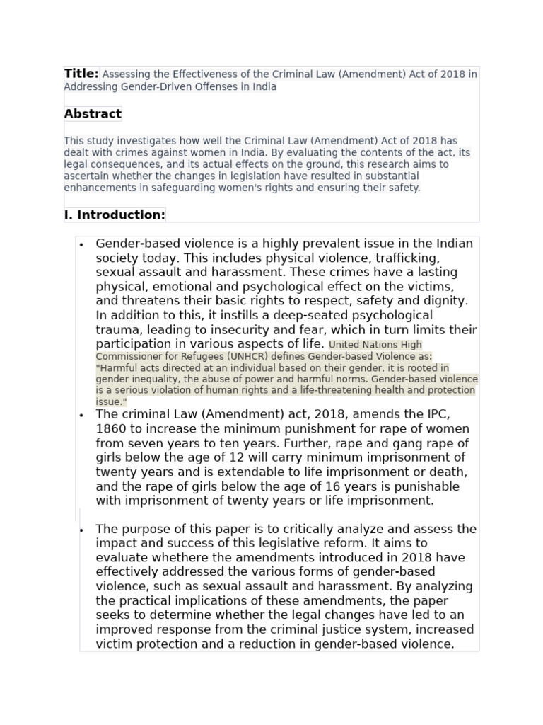 Impact of 2018 Criminal Law on Gender Violence | PDF | Crimes | Crime ...