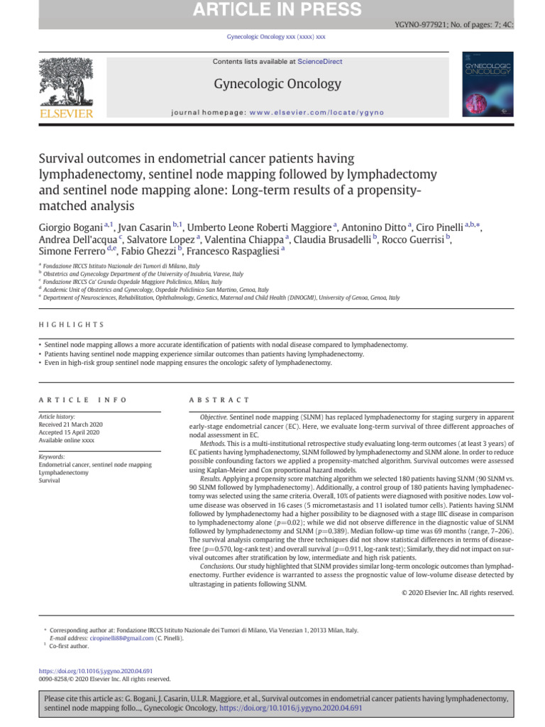 Survival Outcomes In Endometrial Cancer Patients Having Lymphadenectomy