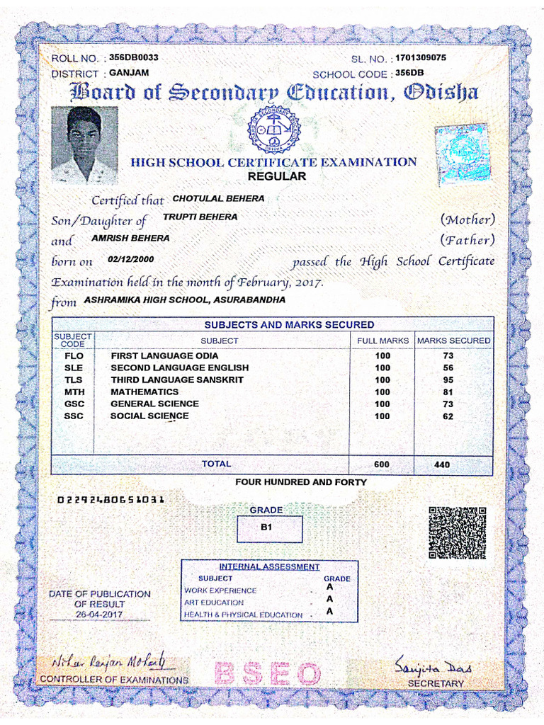 10th marksheet cum certificate | PDF