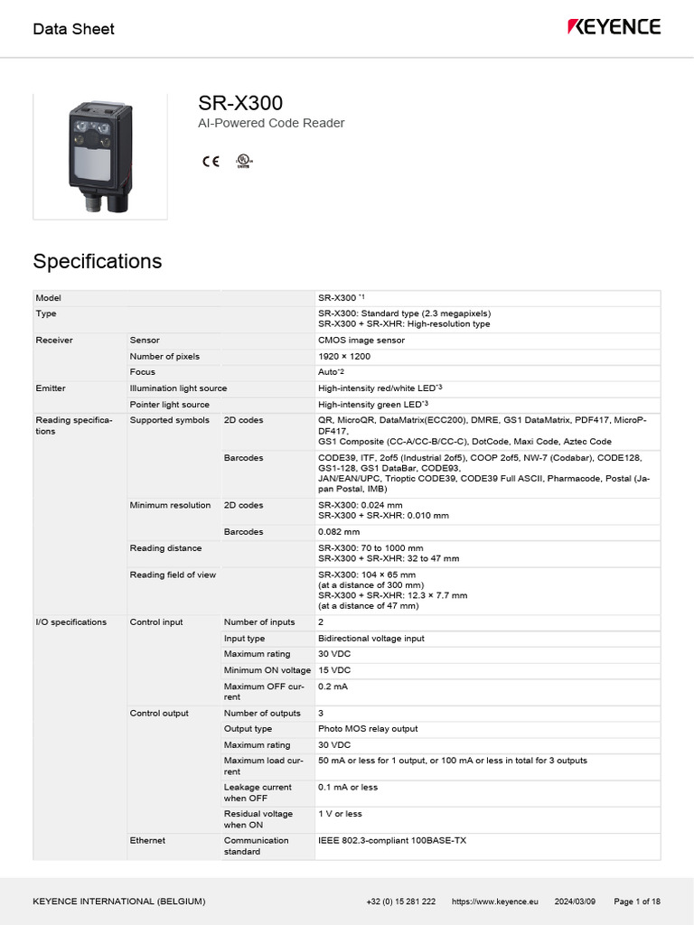 SR-X300_Datasheet | PDF