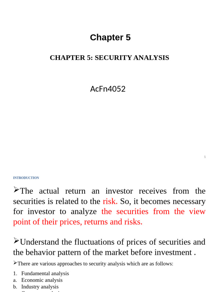 Chapter 5 Security Analysis | PDF | Technical Analysis | Government Budget Balance