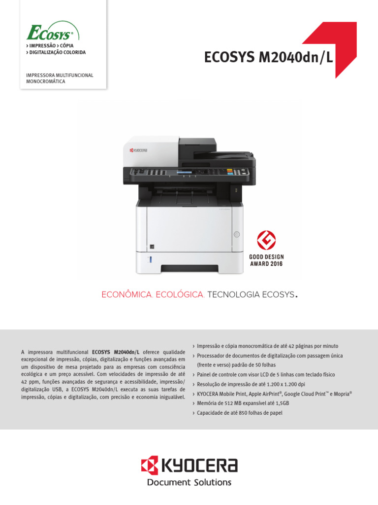 ECOSYS_M2040dn_PTBR_V2 | PDF | Impressora (informática) | Impressão