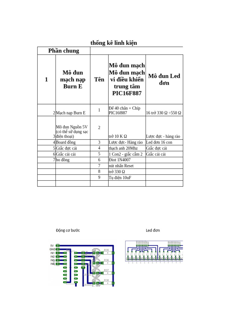 Danh Sách Linh Kiện PIC16F887 | PDF