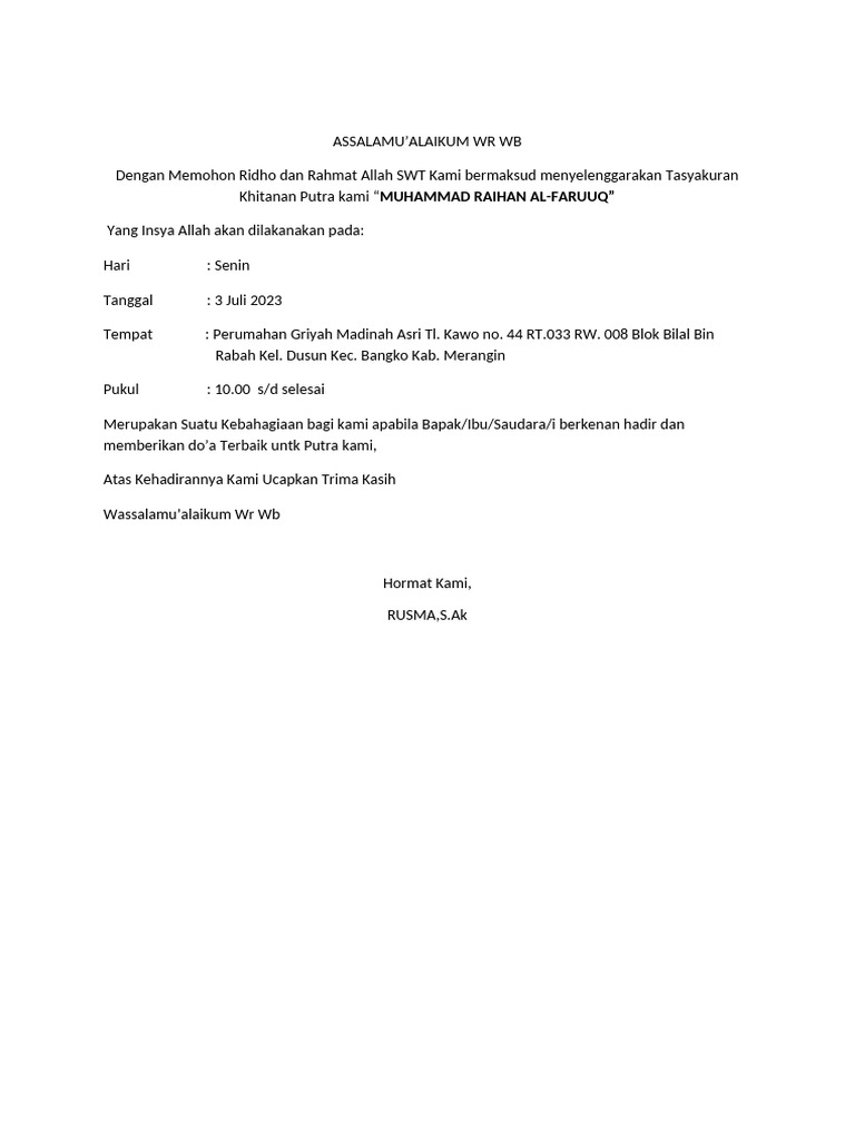 Undangan Sunatan | PDF