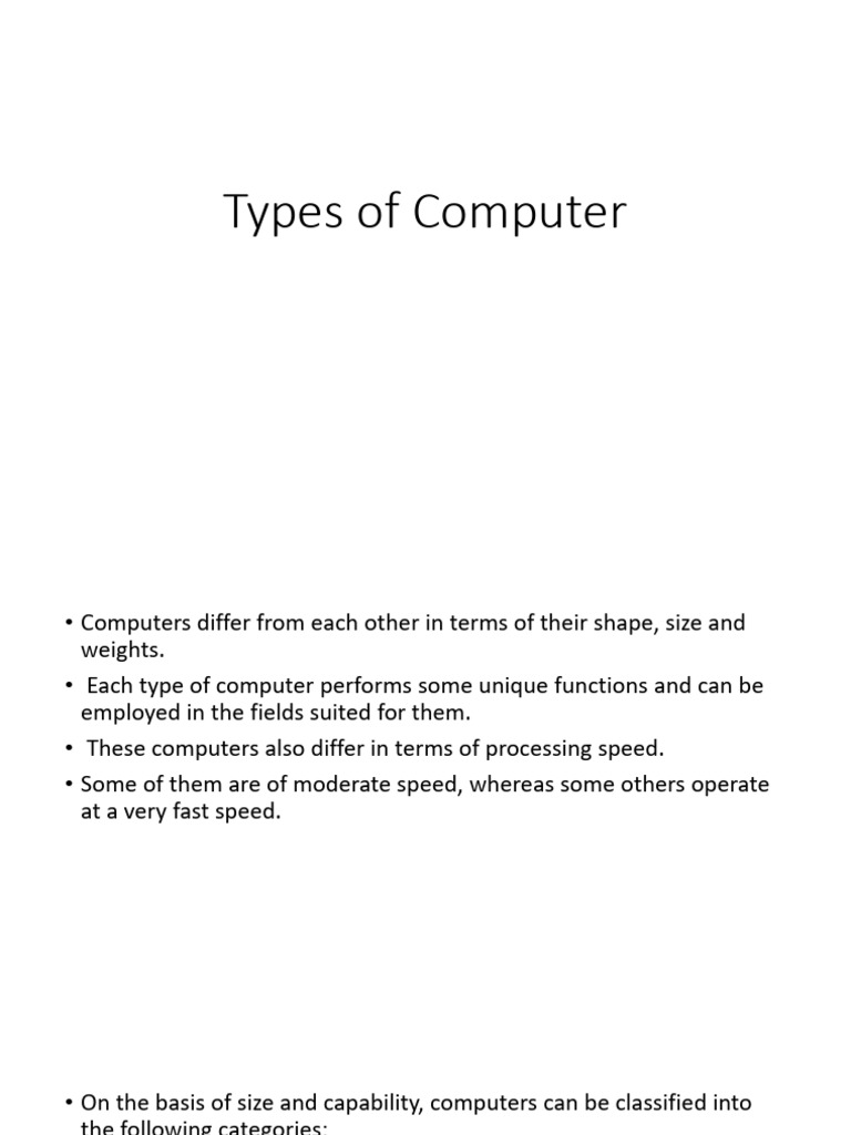 Types of Computer -Size | PDF | Microcomputers | Computer Data Storage