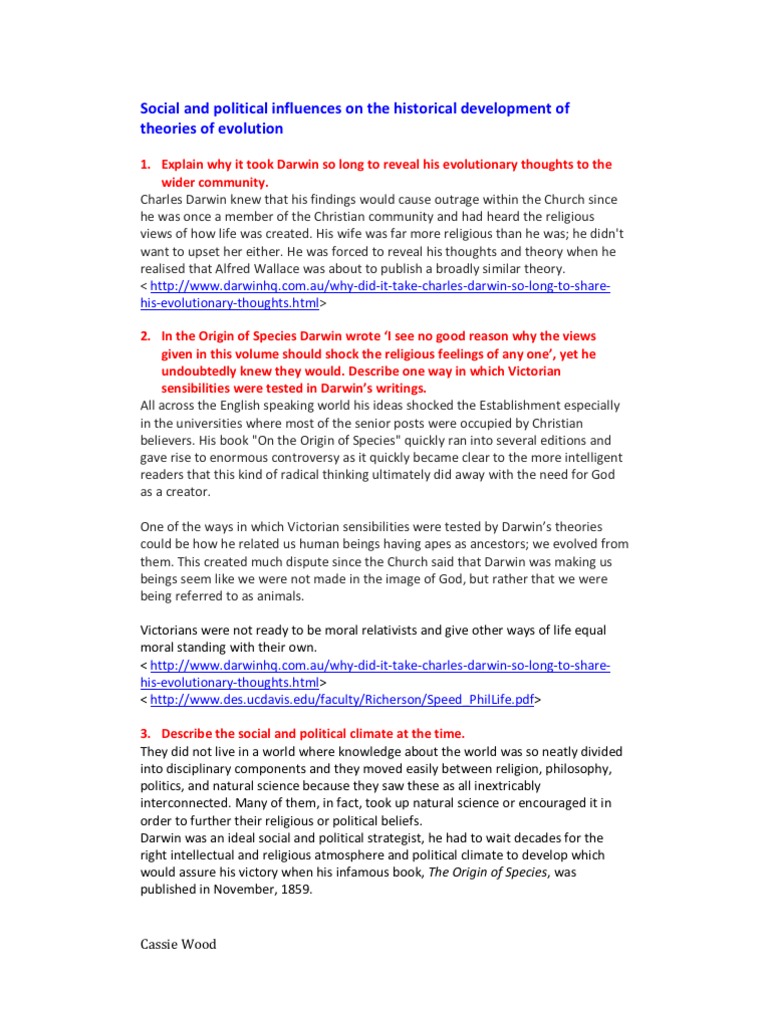 Darwin Bio Social and Political Influences On The Historical ...