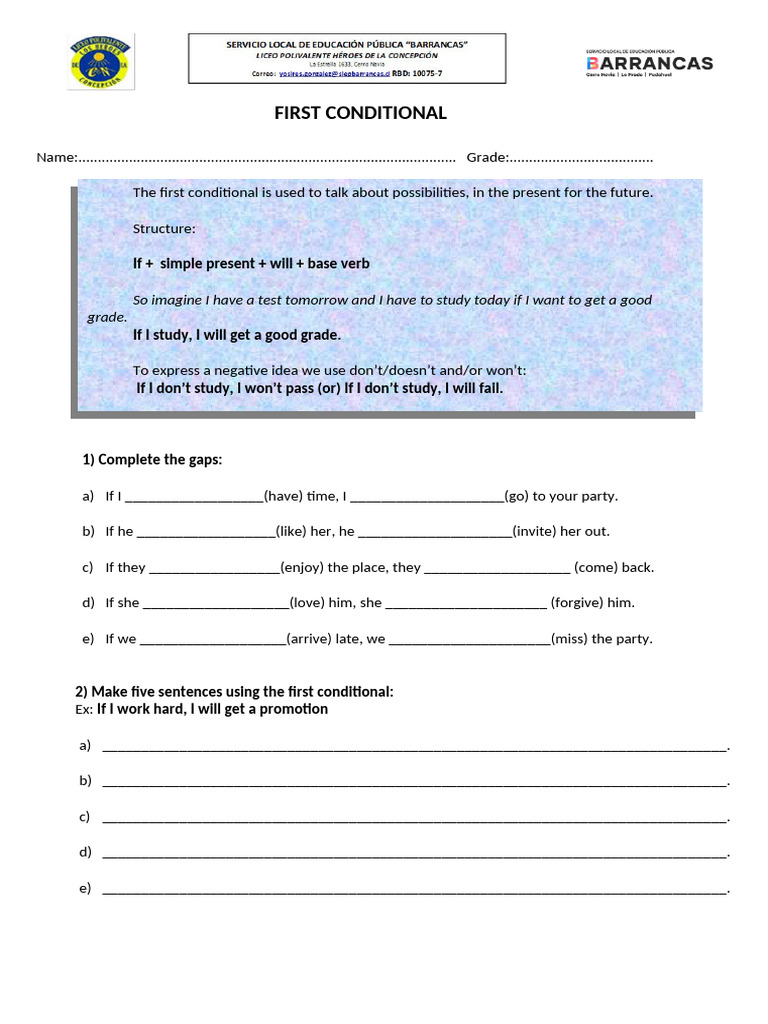 First Conditional Exercises | PDF | Linguistics | Grammar