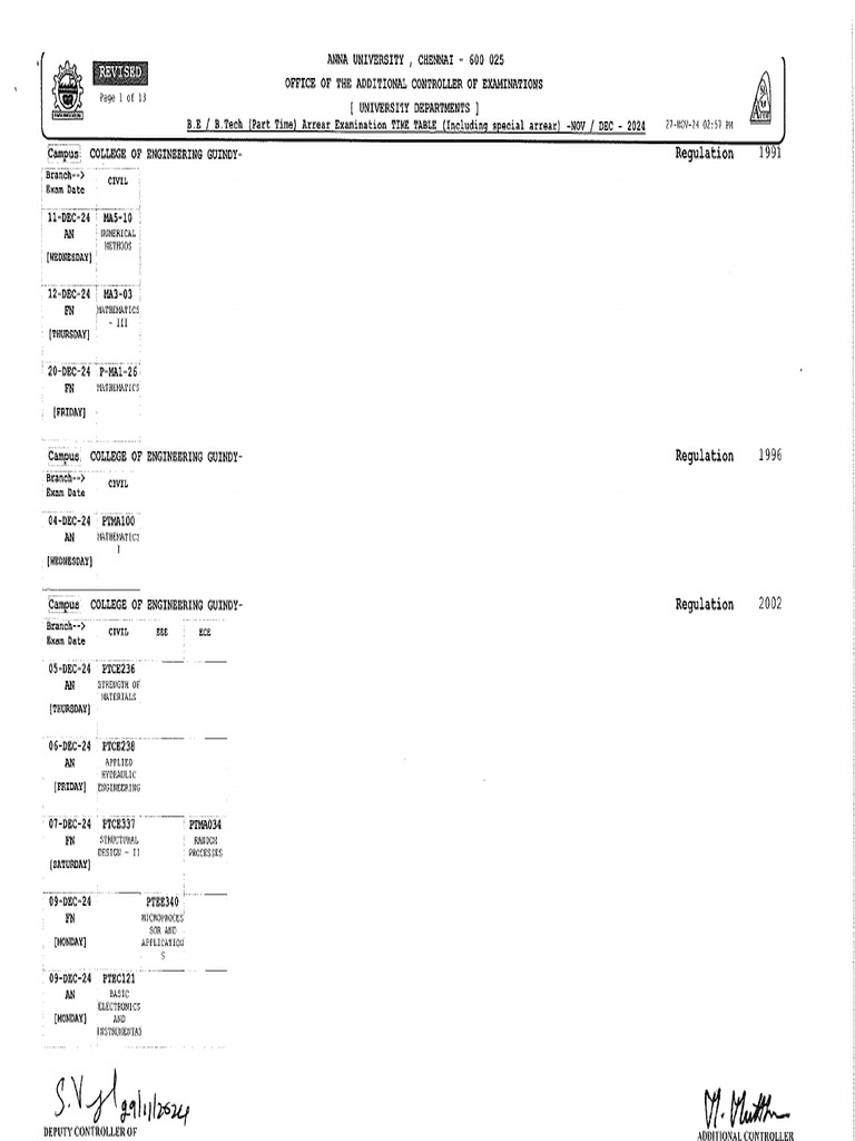 UG PT ARR AND SPL ARR N24 | PDF