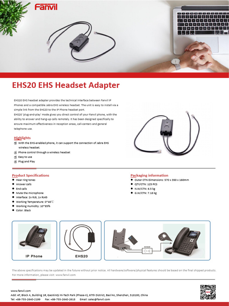 EHS20 Fanvil Datasheet EN V1.0 | PDF