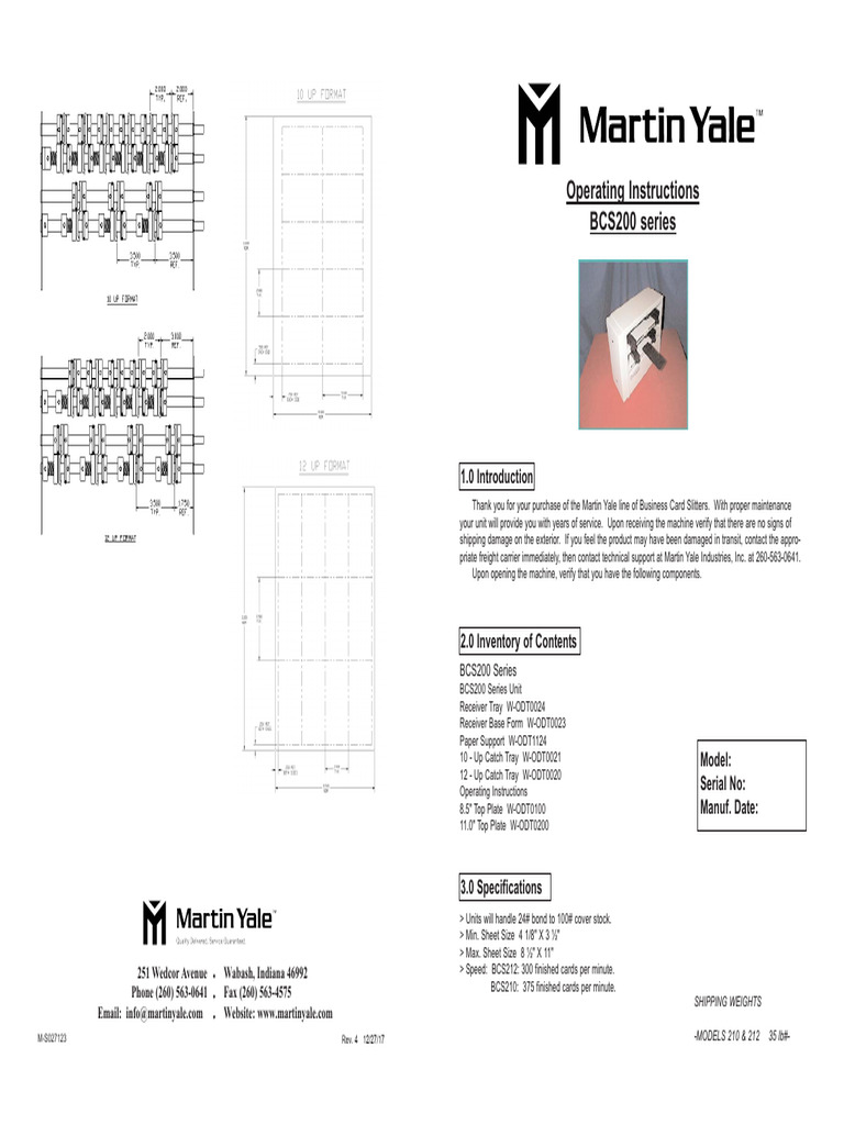 Martin Yale BCS200 Series Setup Guide | PDF | Manufactured Goods ...