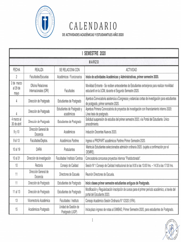 Calendario UCM 2020 | PDF