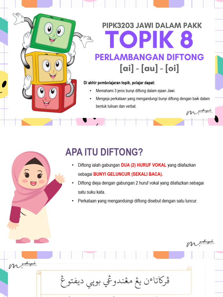 PIPK3203 Topik 8: Perlambangan Ditong | PDF