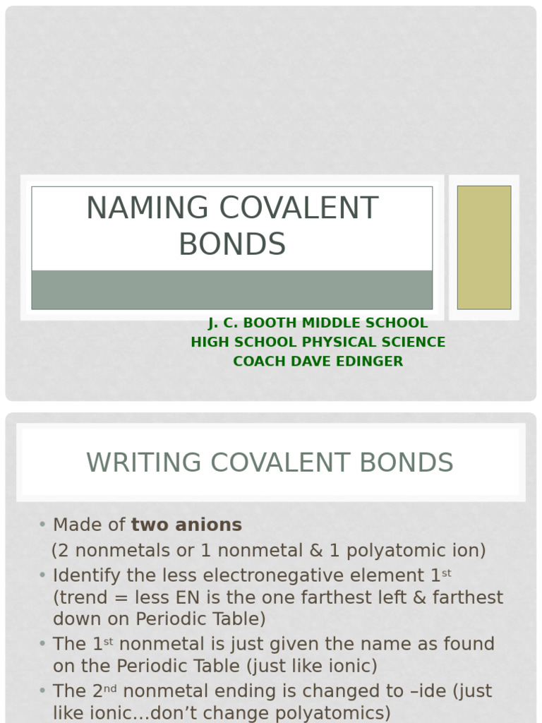 Naming Covalent Bonds | PDF