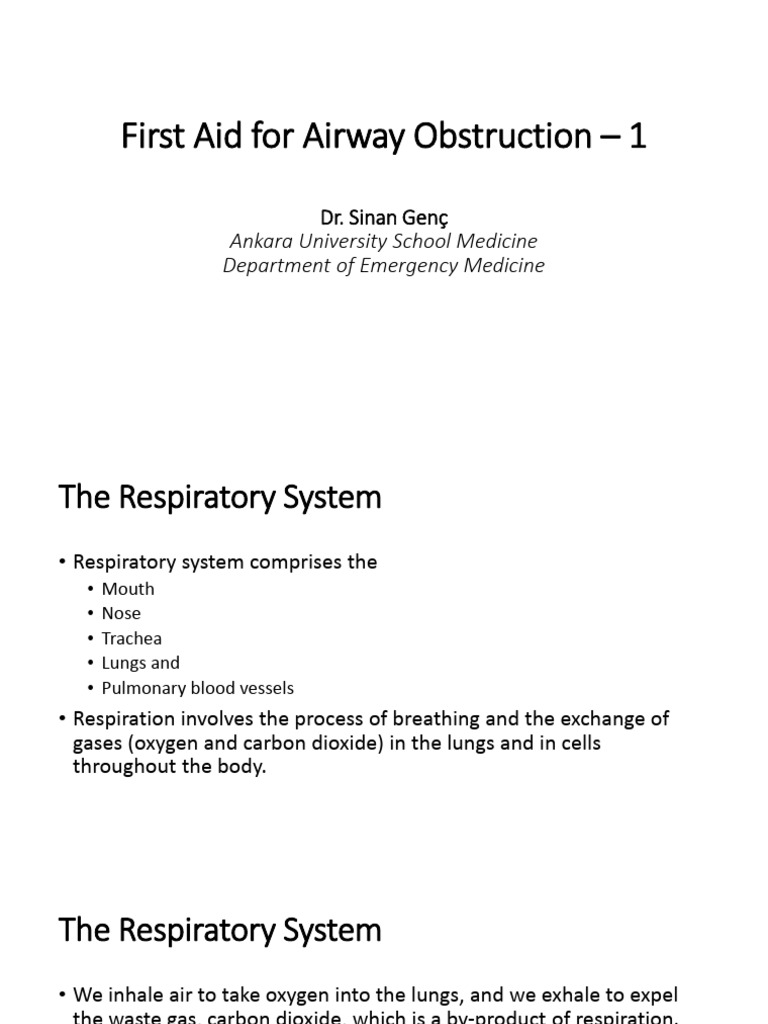 First Aid for Airway Obstruction | PDF | Respiratory System | Lung