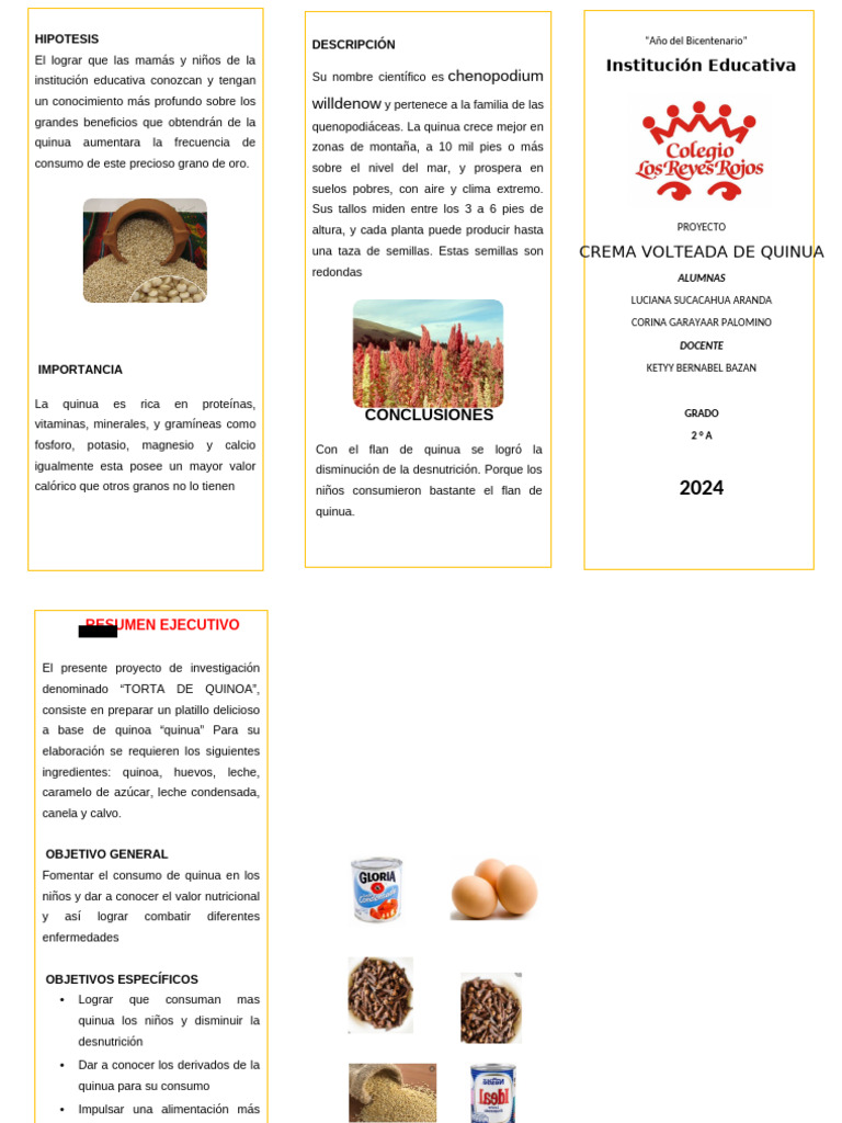 Triptico-Crema Volteada Quinua | PDF | Quinua