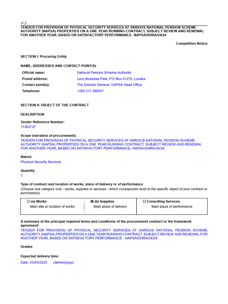 11363737 Tender Notice | PDF | Private Law | Business