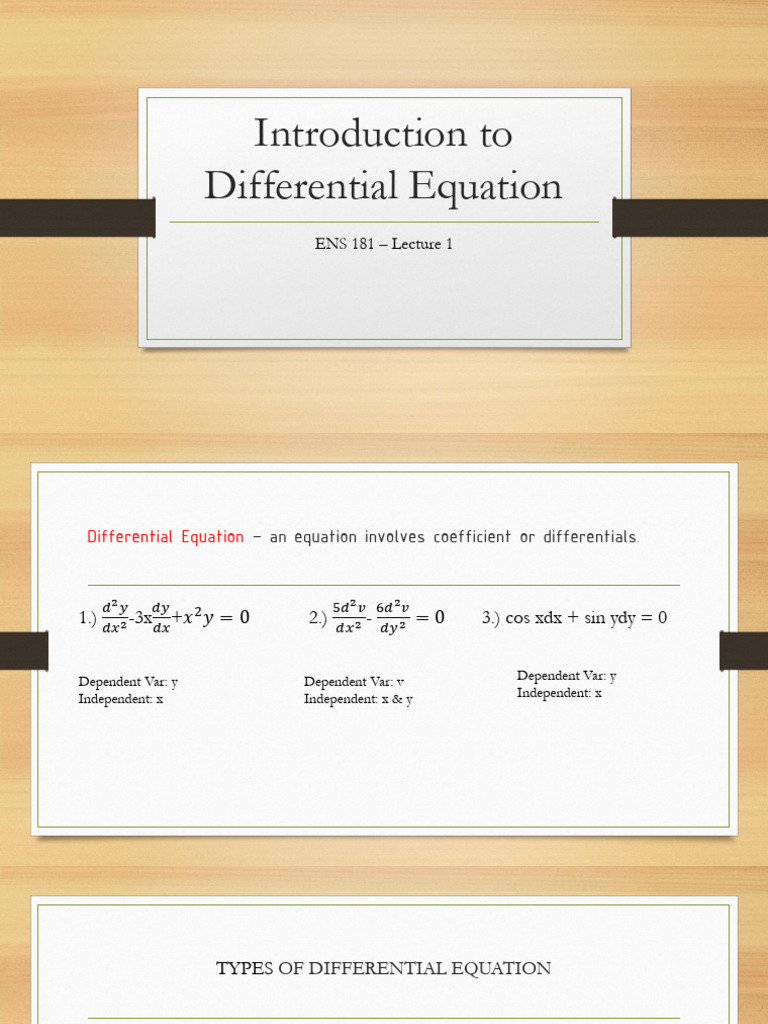 Introduction To Differential Equation (Lecture 1) | PDF | Differential ...