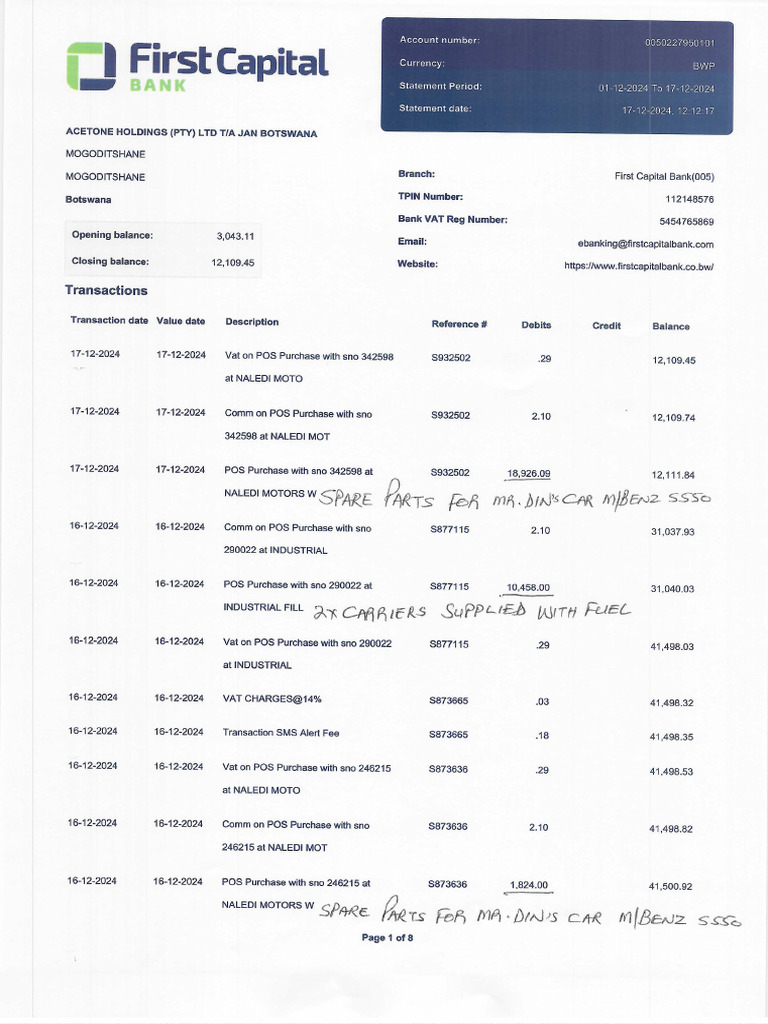 09-17 December 2024 Capital Bank Statement | PDF