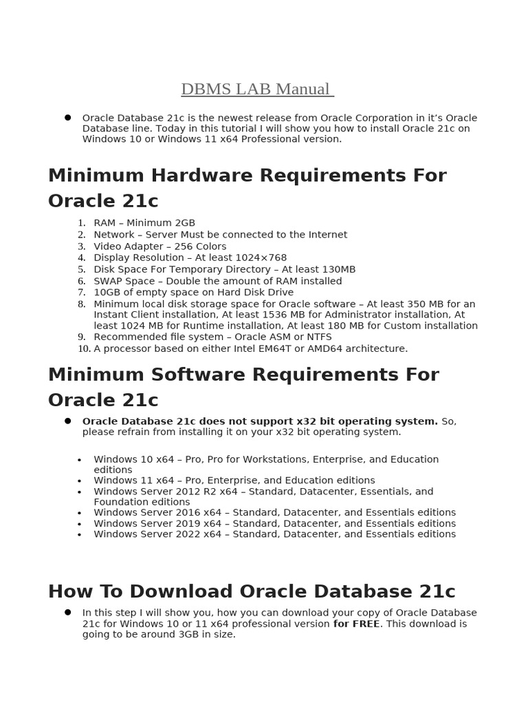 DBMS LAB Manual | PDF | Databases | Microsoft Windows
