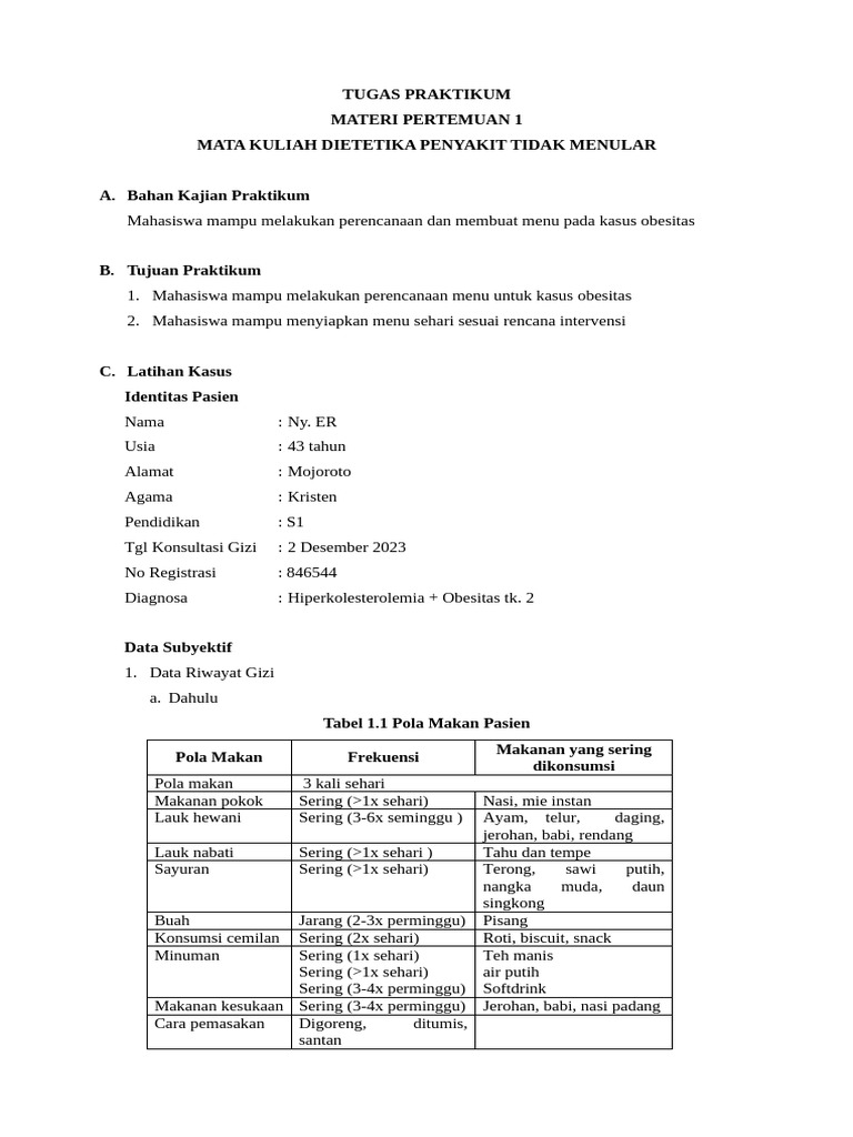 Perencanaan Menu untuk Obesitas | PDF