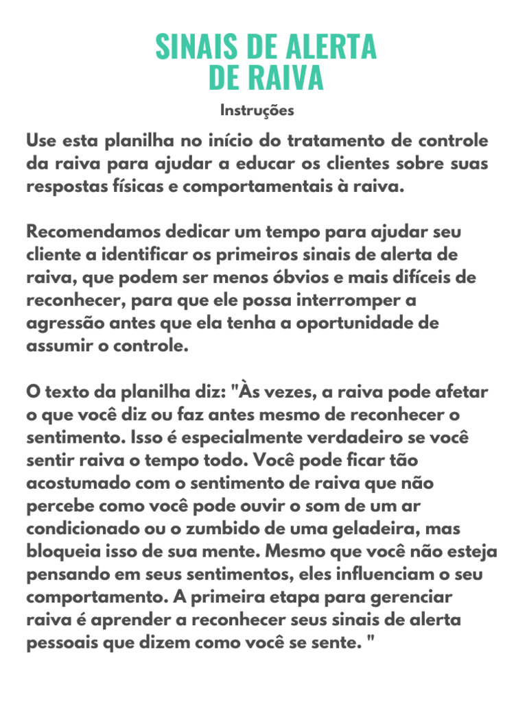 Ferramentas Para Lidar Com Raiva | PDF | Pensamento | Emoções