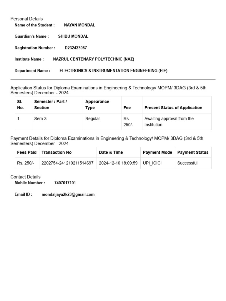 Examination Form Fillup | PDF