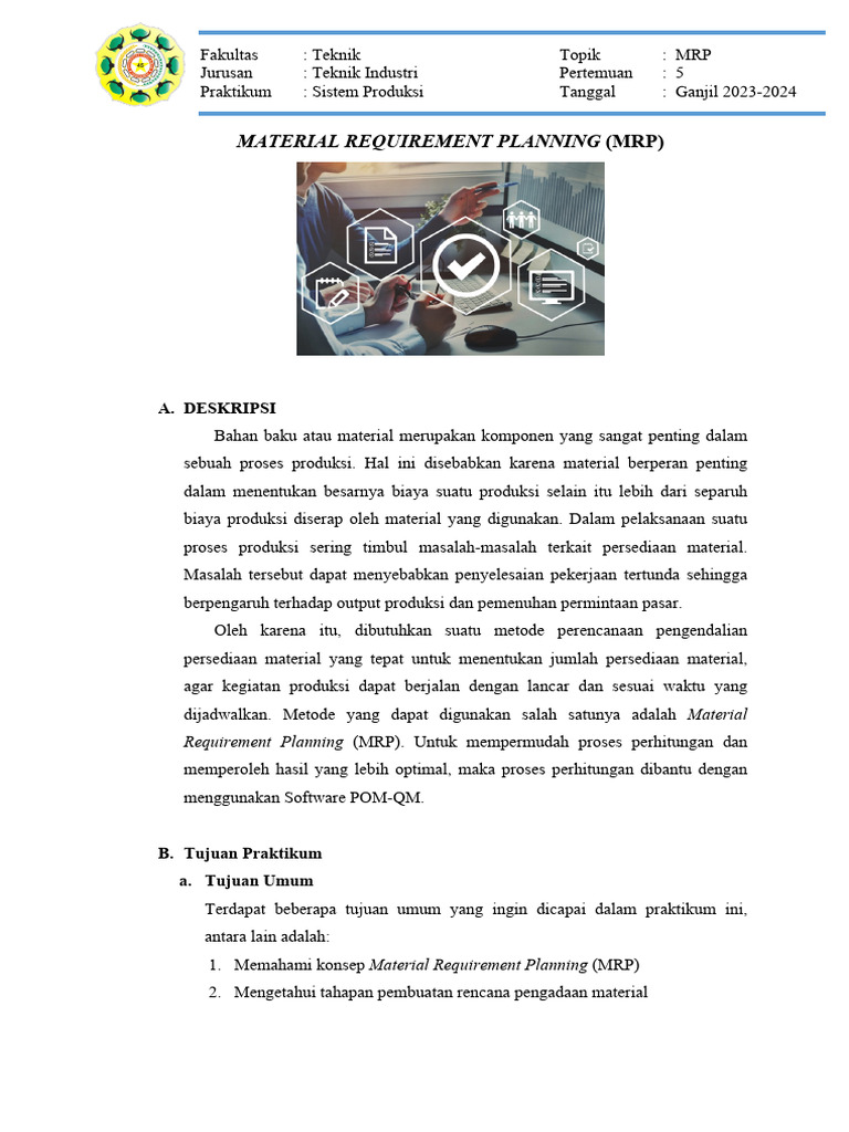 Modul Praktikum Sispro - MRP | PDF