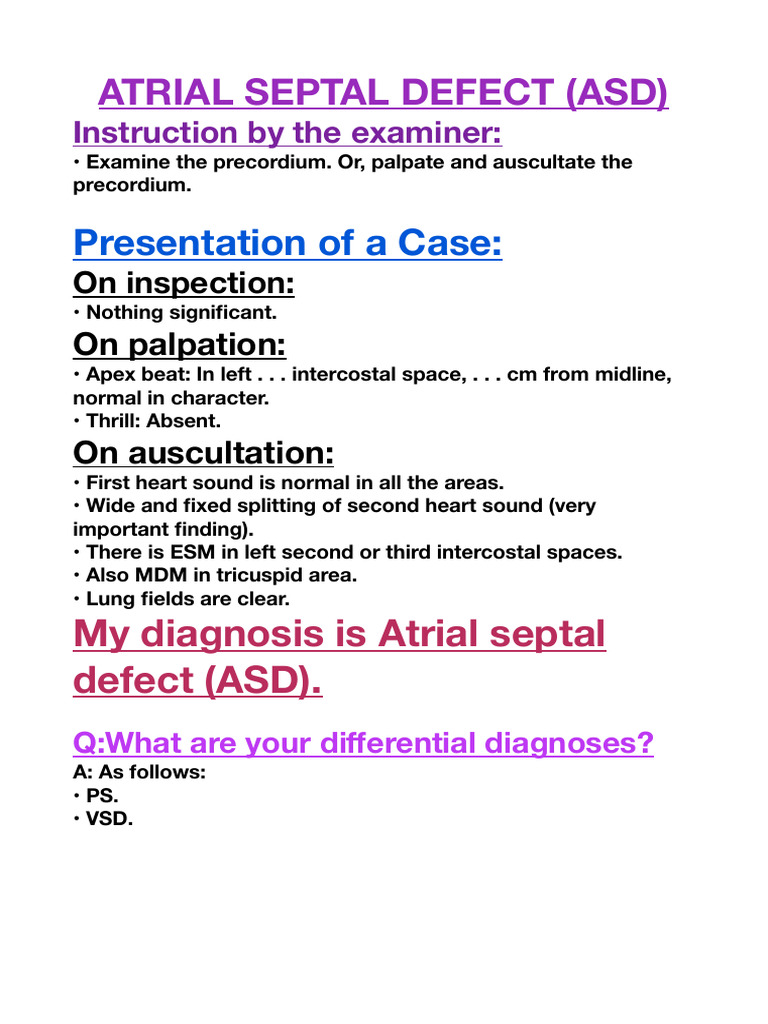 Atrial Septal Defect Pdf Atrium Heart Cardiovascular System