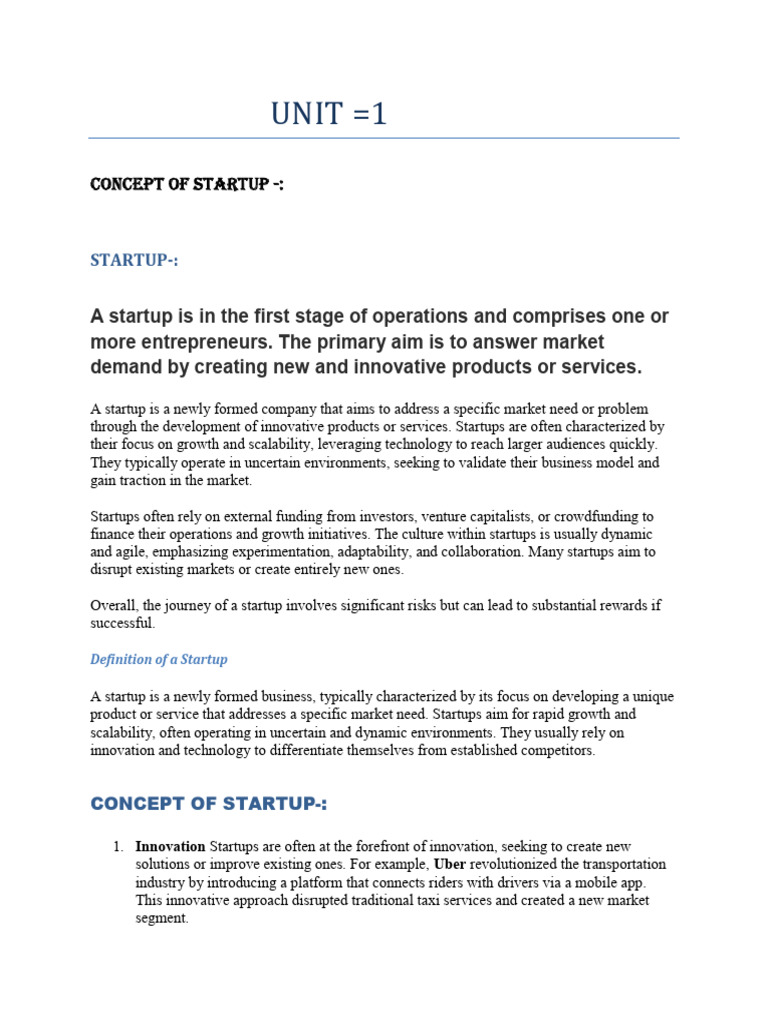Understanding Startups and Innovation | PDF | Startup Company | Small ...