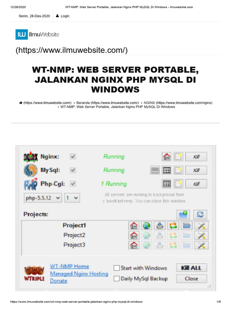 Wt Nmp Web Server Portable Jalankan Nginx Php Mysql Di Windows Pdf