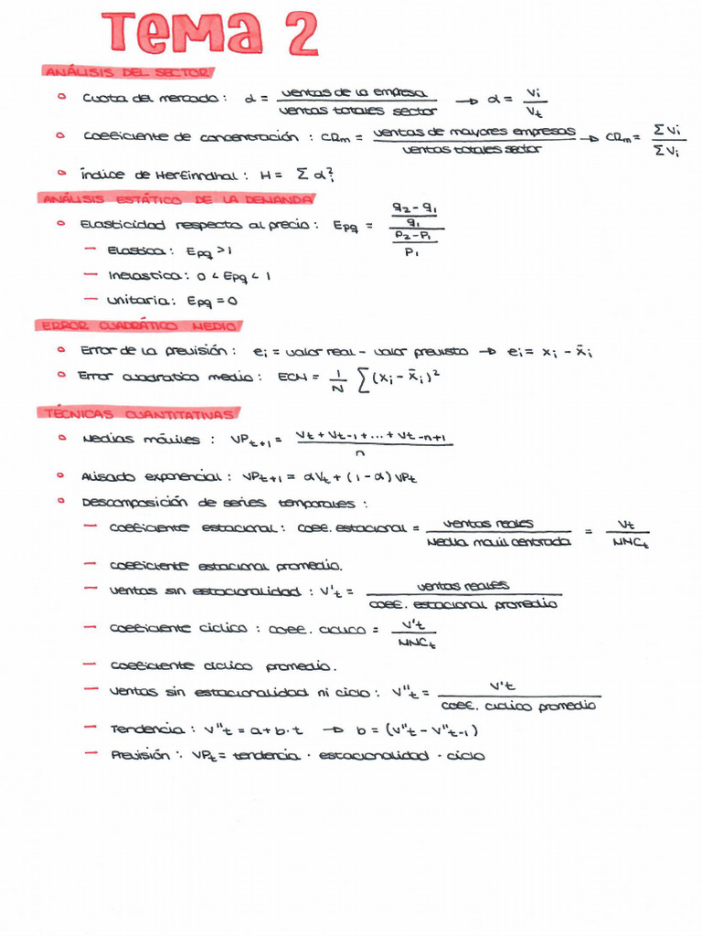 Formulas Tema 2,3y4 | PDF