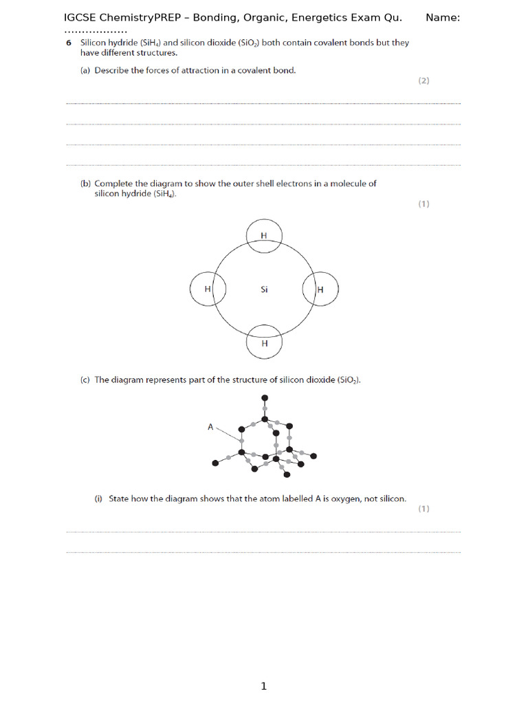 PREP - Bonding Organic Energetics Exam Qu | PDF
