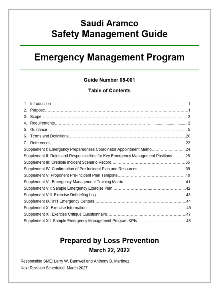 SMG 08-001 Emergency Management Program (March 2022) | PDF | Incident ...