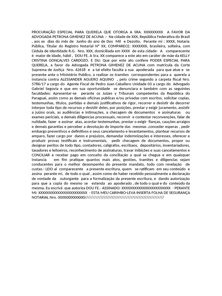 Modelo de poder especial para querella | PDF | Advogado | Justiça