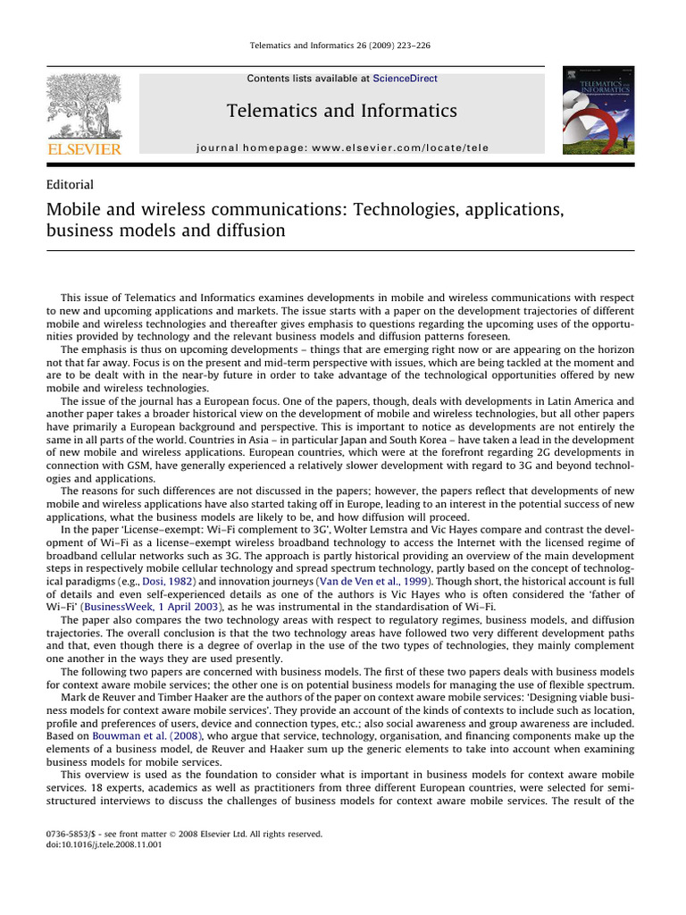 Mobile and Wireless Communications Techn | PDF | Business Model | Reason