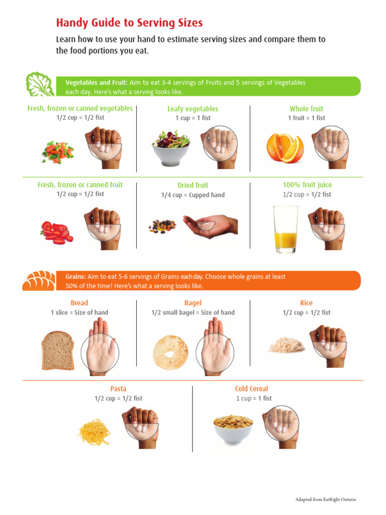 Serving Size Hand Guide Condensed | PDF | Foods | Fruit