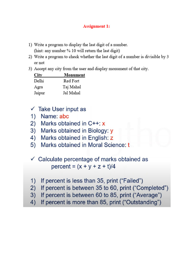 if..else assignment | PDF