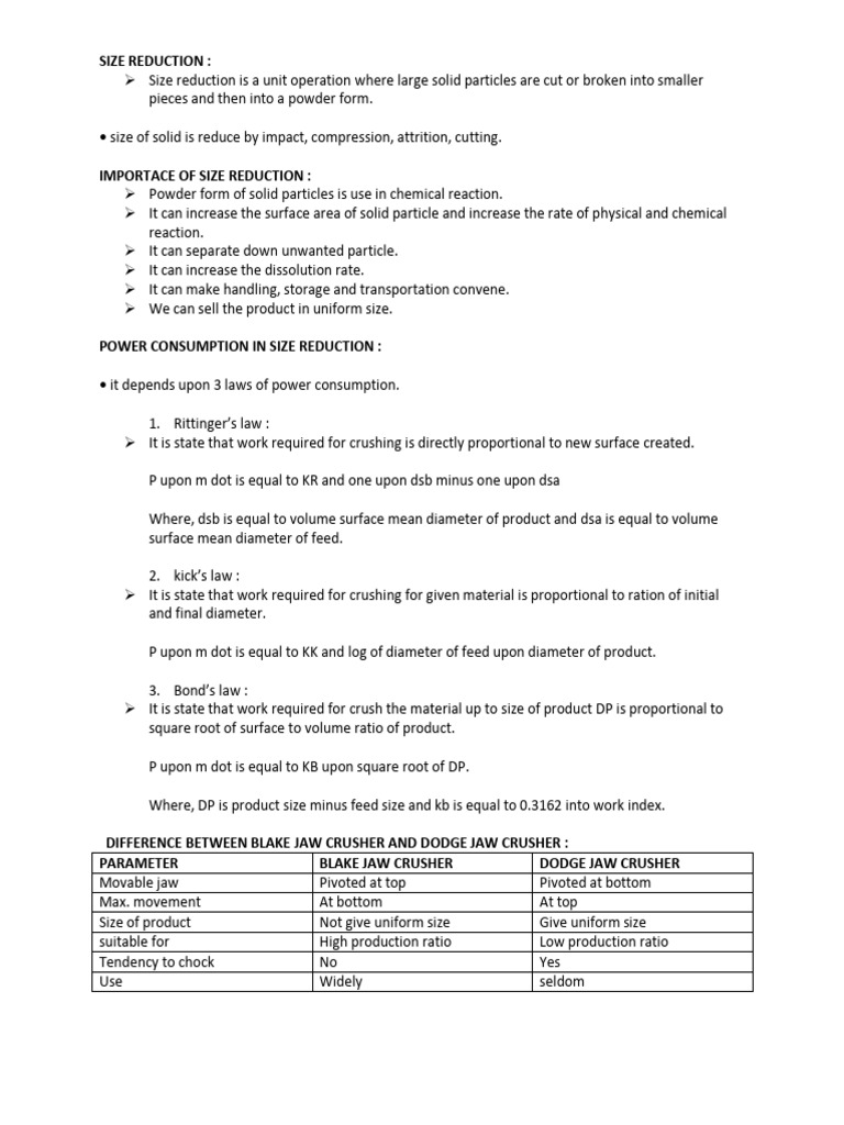 Size Reduction | PDF | Mill (Grinding) | Mechanical Engineering