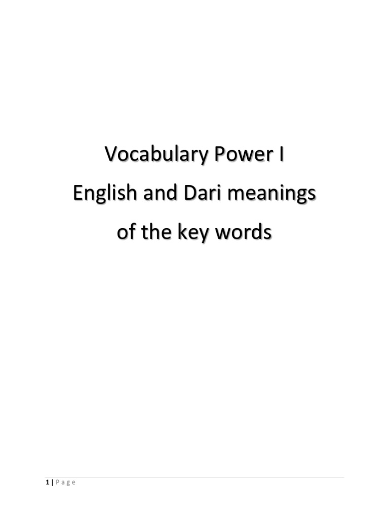 English-Dari Vocabulary Guide | PDF | Feeling