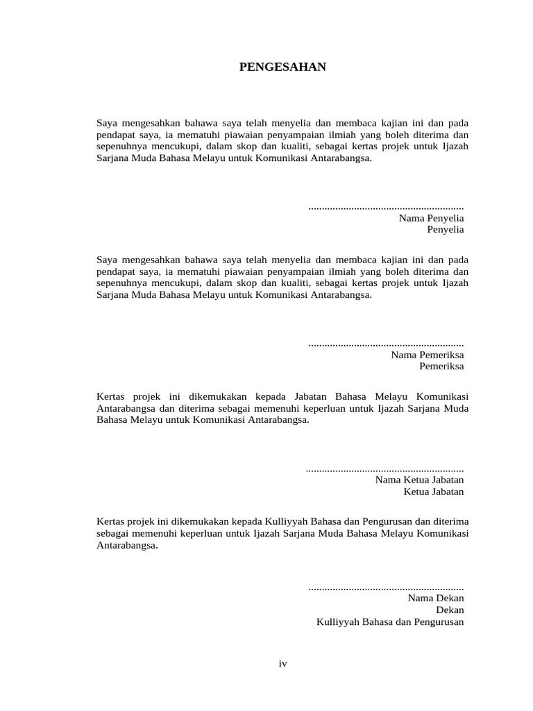 APPROVAL PAGE (MALAY VERSION) | PDF