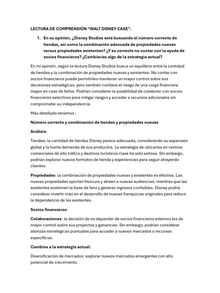 Actividad A Debatir Walt Disney Case | PDF | Marca | Marketing