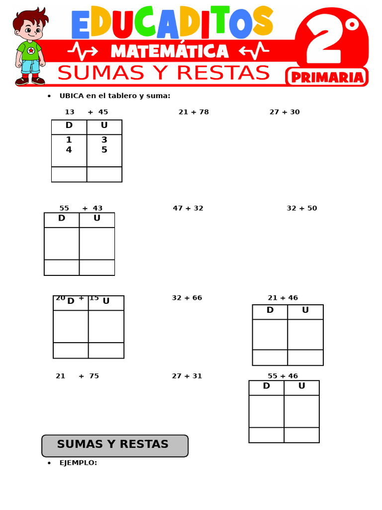 Sumas y Restas Para Segundo Grado de Primaria | PDF
