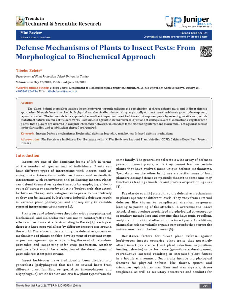 Defense Mechanisms of Plants To Insect Pests From | PDF | Herbivore ...