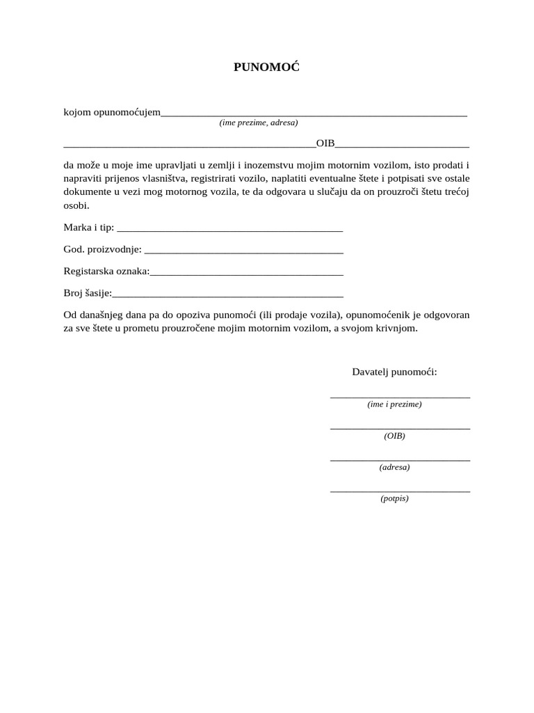 PUNOMOĆ Za Vozilo | PDF